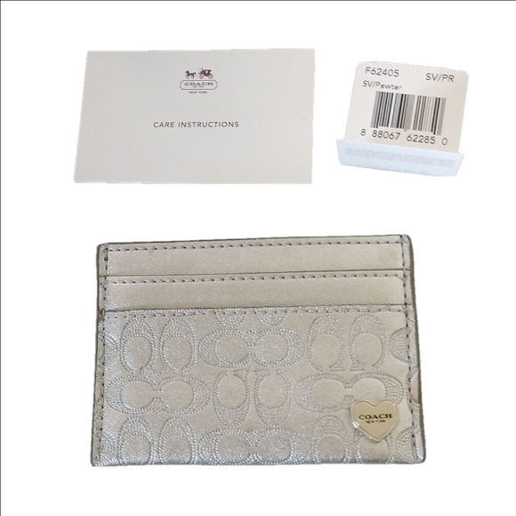 Coach | Bags | Coach F6245 Heart Emblem Card Case Svpewter | Poshmark